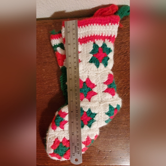homemade | Holiday | Vintage Knit Stockings Granny Square Christmas ...